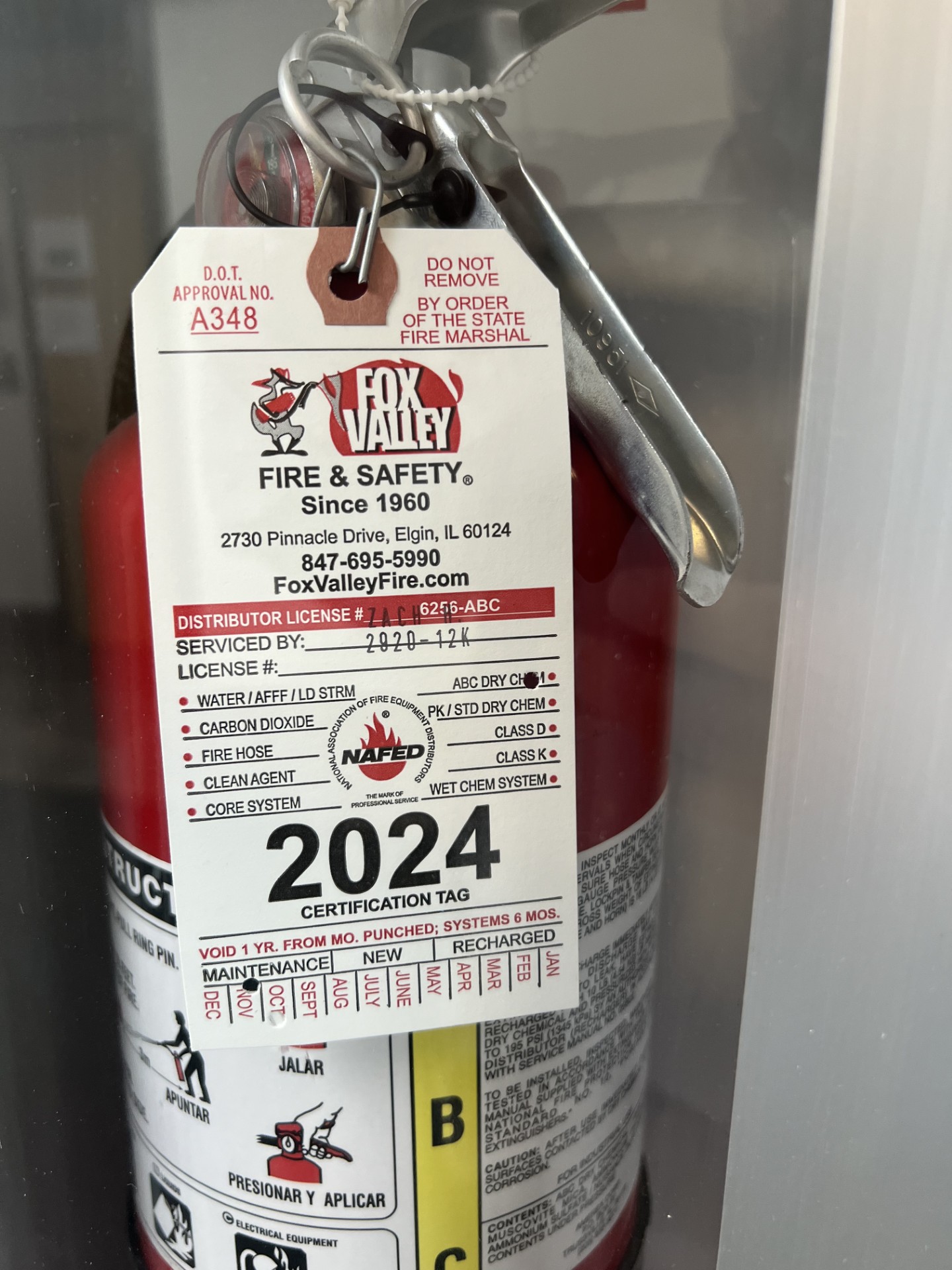 Fire Extinguisher Tag - Exp. (10/10/25)